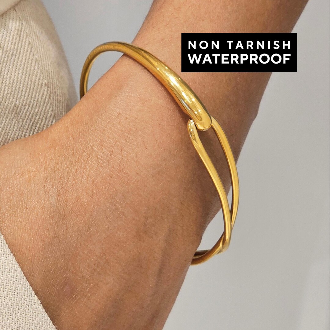 Gold Cuff Bangle, Gold Cuff Bracelet, 18ct Gold Plated Stacking Bangles ...