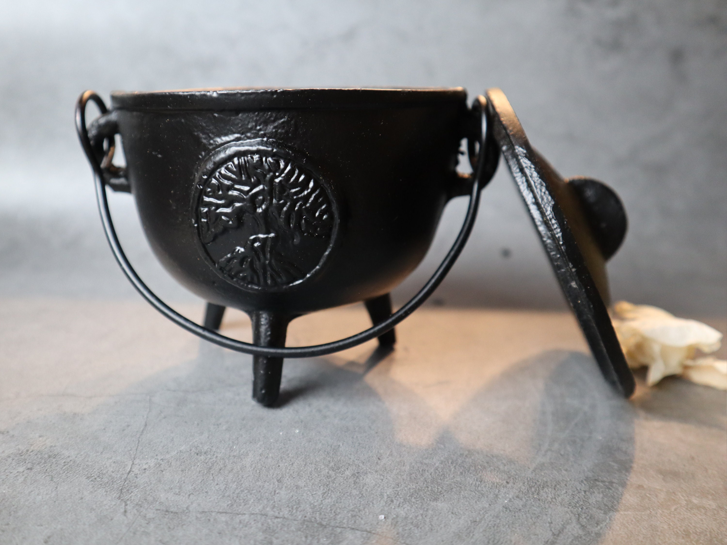 Cast Iron Cauldron Tree of Life Symbol for Wicca Rituals, Witchcraft ...