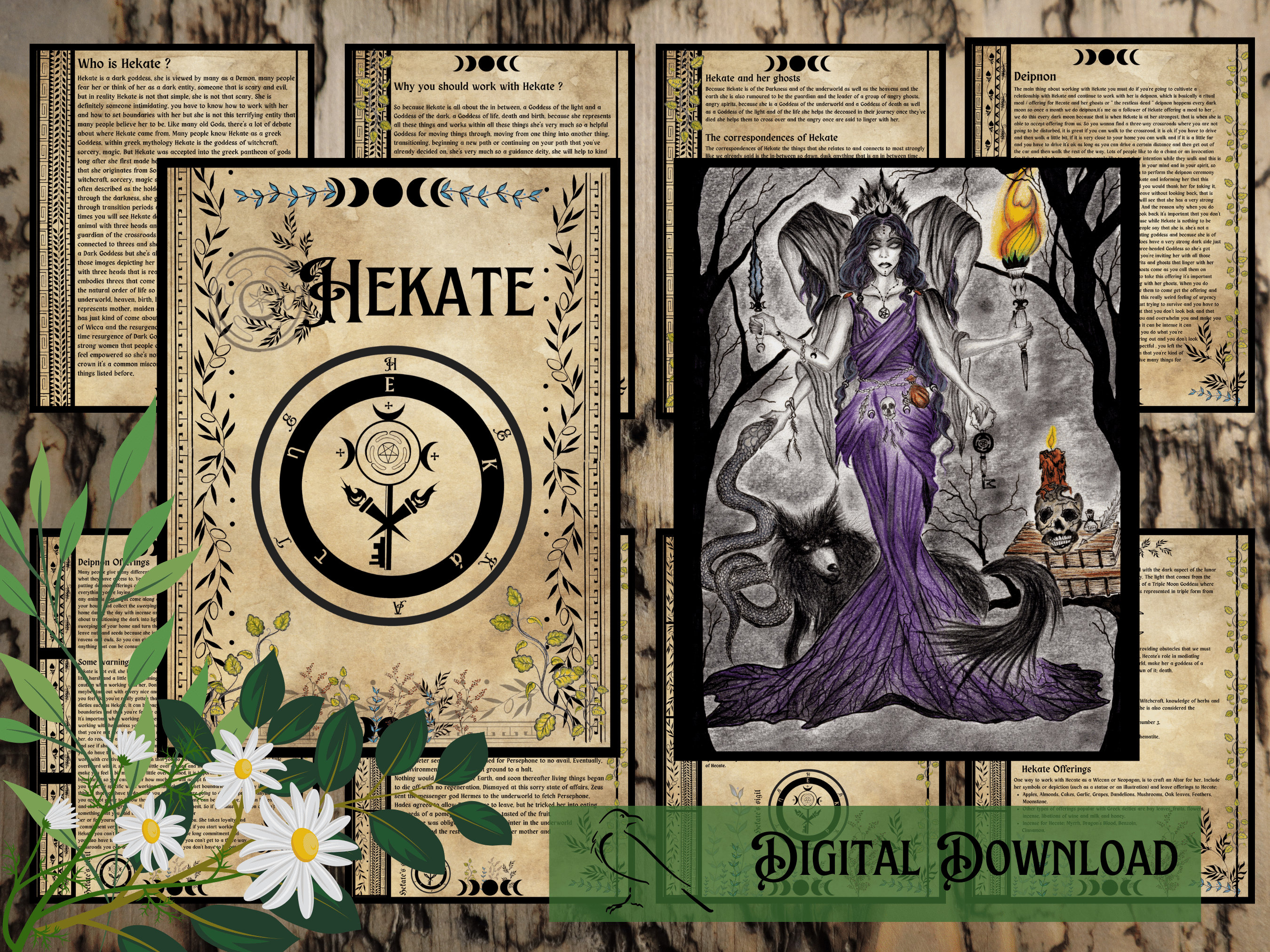 Hekate Goddess Grimoire Pages & Art Print Printable Pages - Etsy