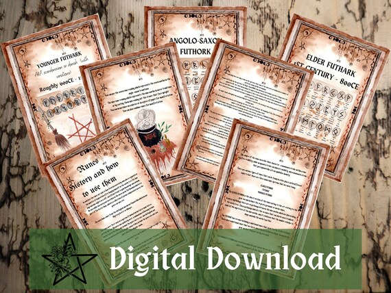 Futhark Runes Divination Runes Grimoire Page BOS Page | Etsy