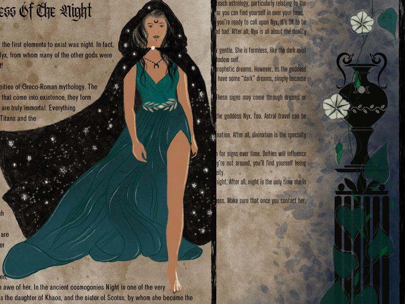 NYX the Goddess of the Night | Printable Grimoire Pages | BOS Pages ...