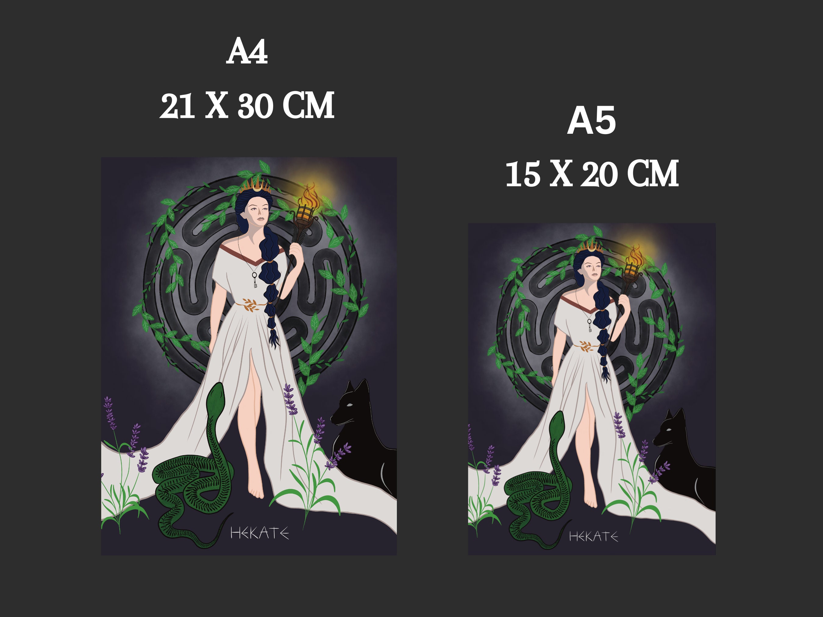 Hekate Art Poster Print Hecate Goddess Greek Mythology Moon Witchcraft ...