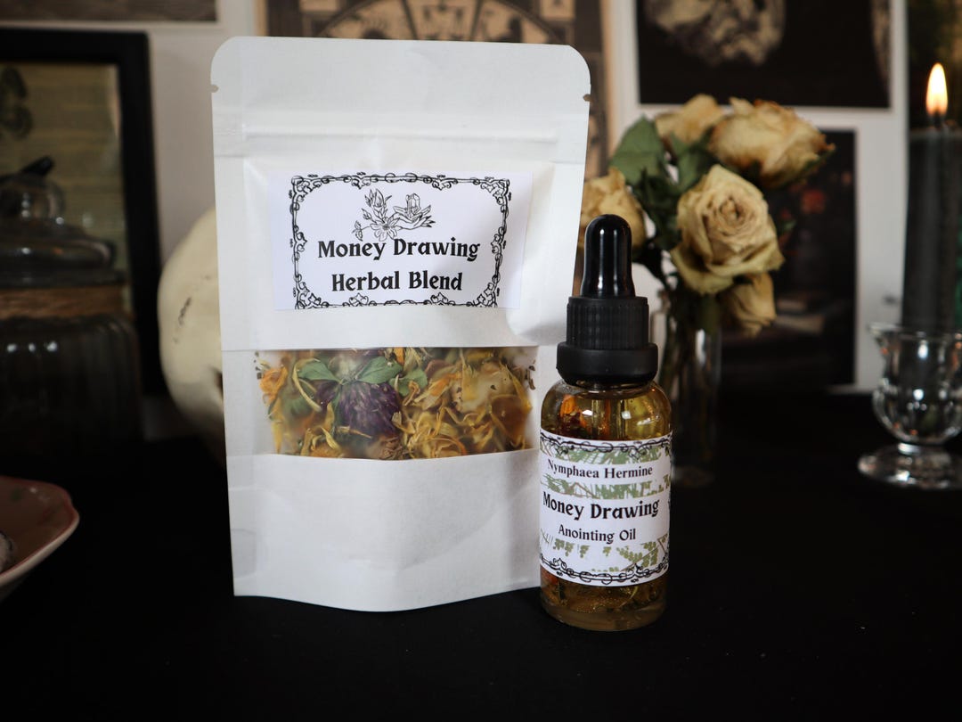 MONEY DRAWING Altar Set Anointing Oil & Herbal Blend - Etsy