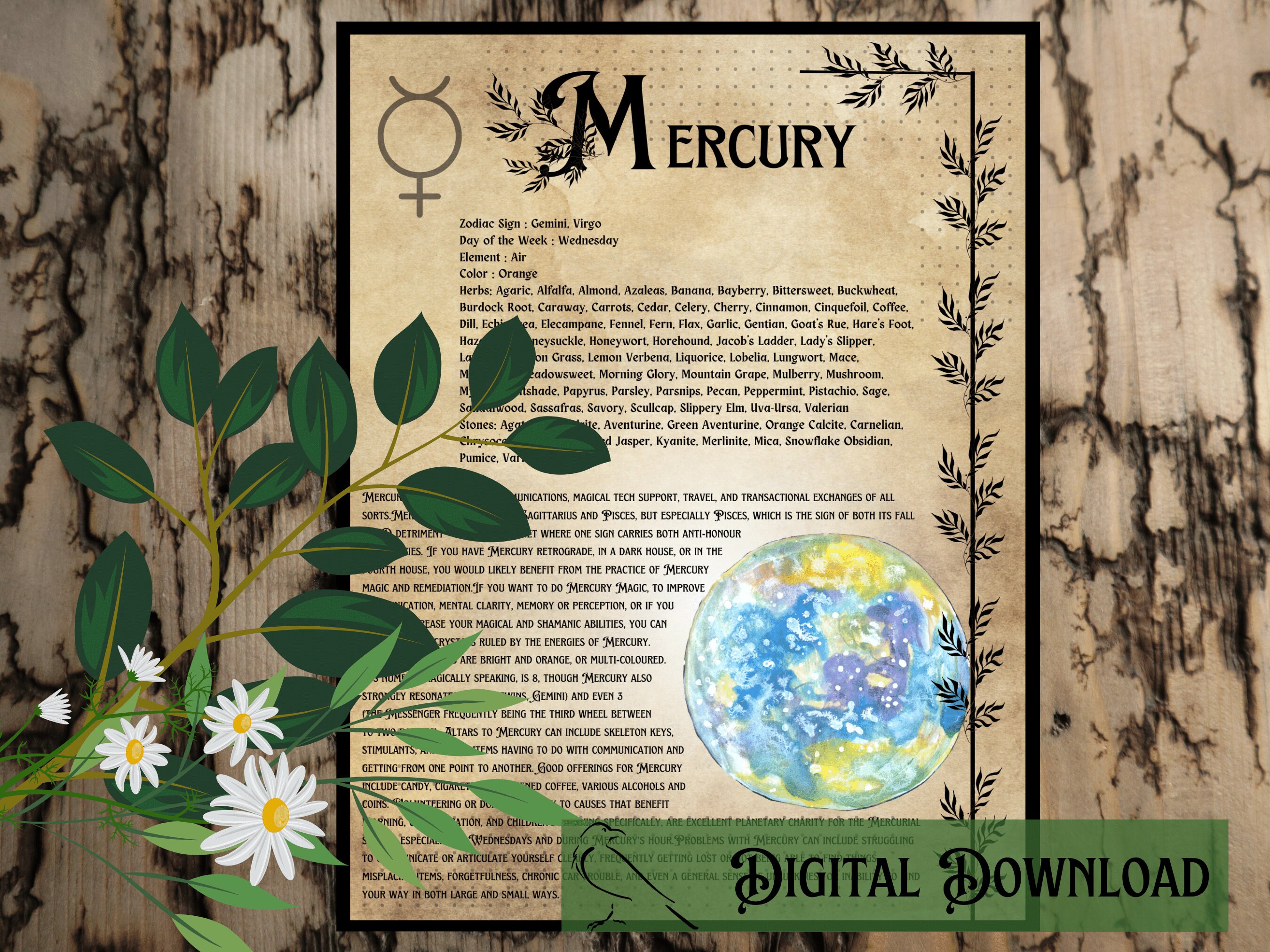 Mercury Planet | Planetary Magickal Correspondences | Grimoire Page ...