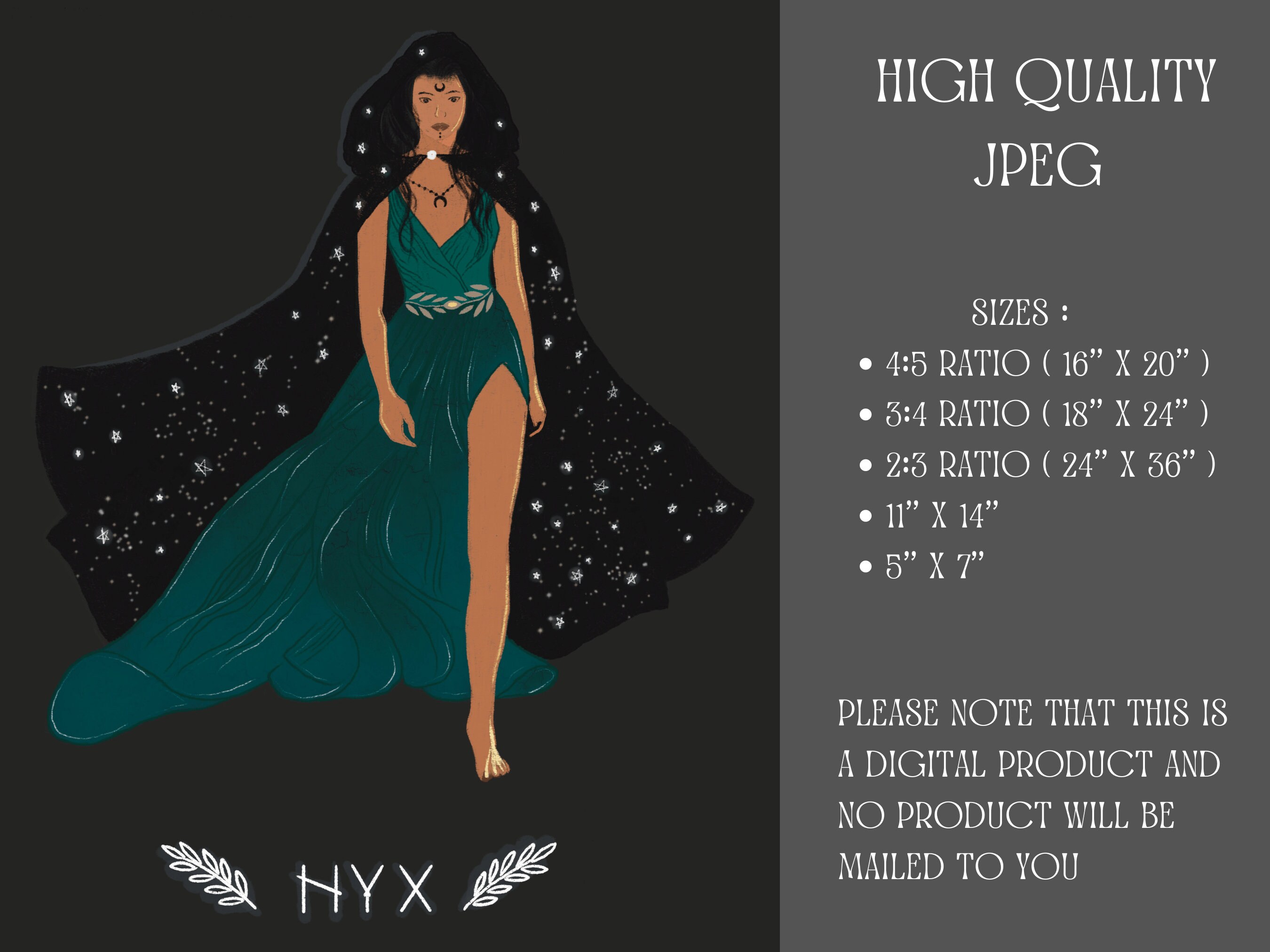 NYX Greek Goddess of the Night High Quality JPEG File Wall - Etsy