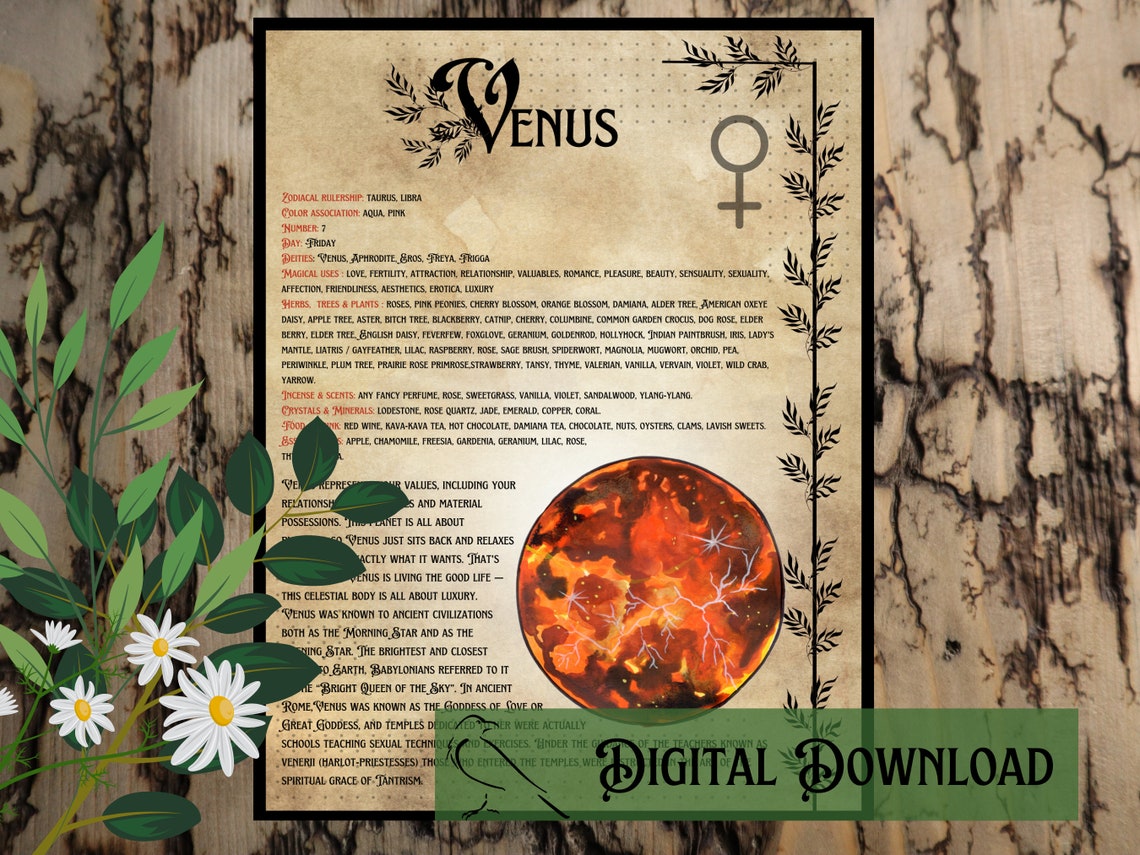 Venus Planetary Magical Correspondences Cosmic Witch - Etsy