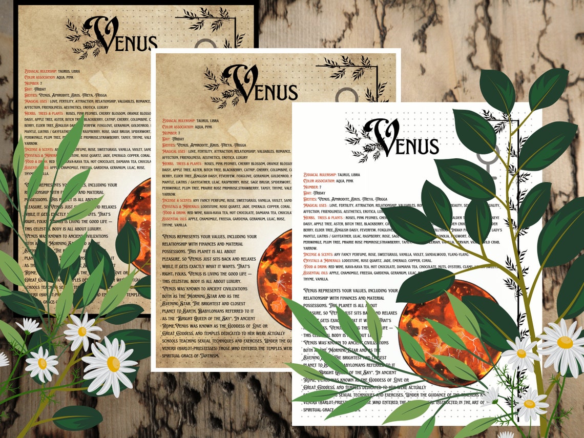 Venus Planetary Magical Correspondences Cosmic Witch - Etsy
