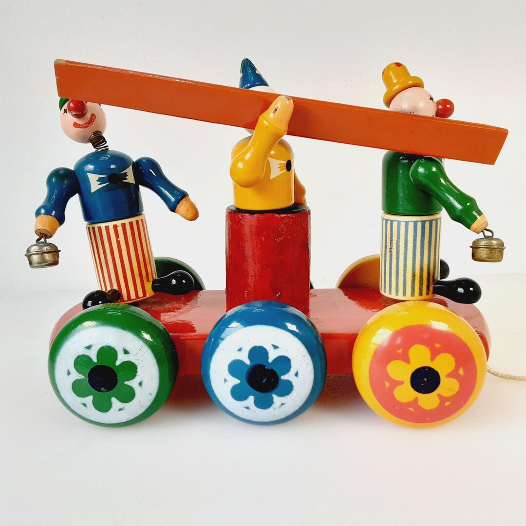 Brio Kouvalias Vintage Wooden Toy Clowns Push Pull Figurines - Etsy
