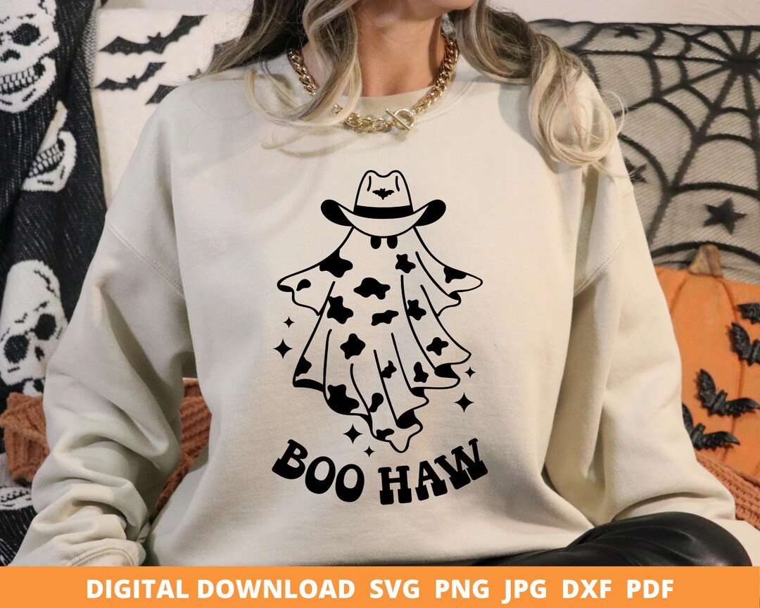 Boo Haw Svg, Halloween Cowboy Ghost Svg, Trick or Treat Svg, Funny ...