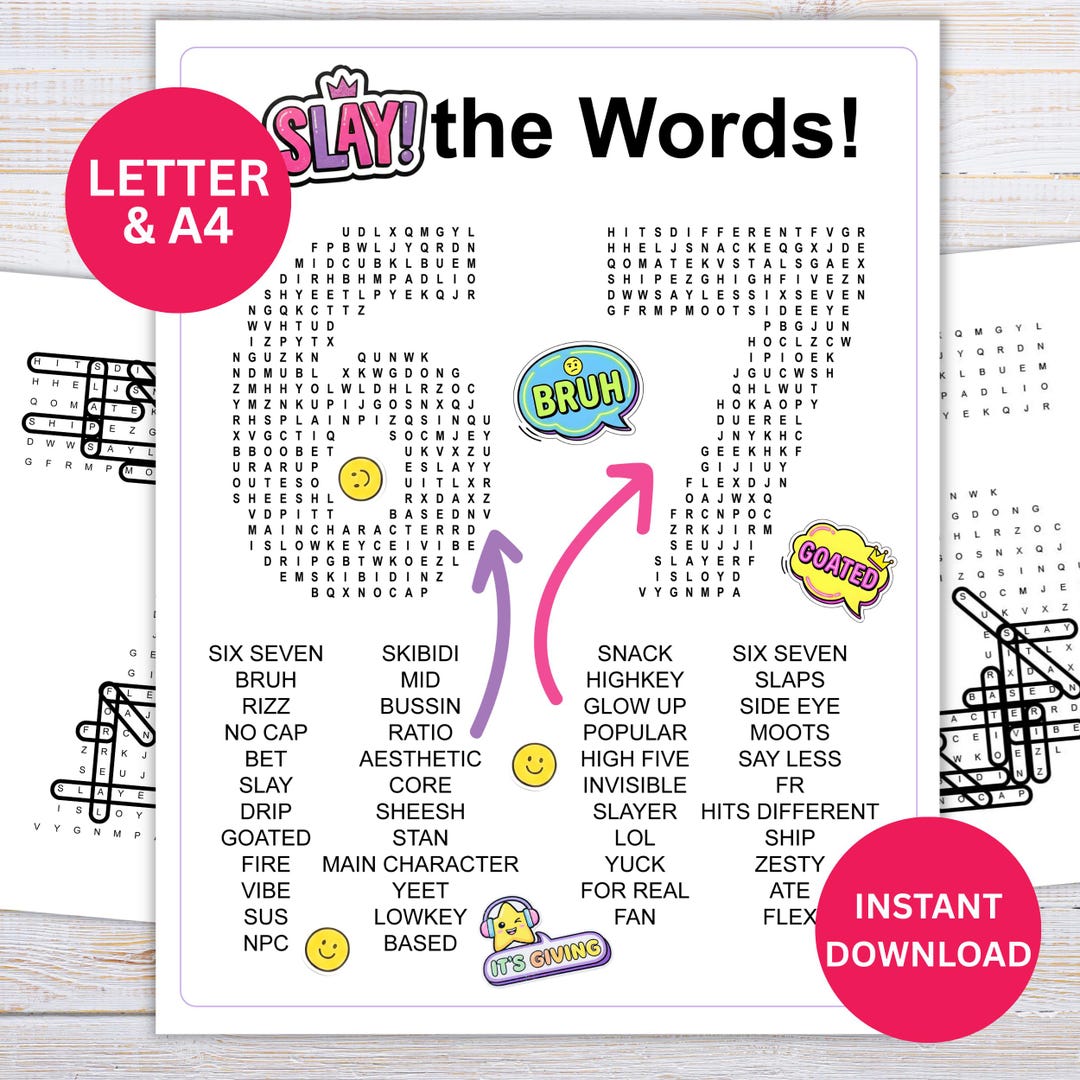 Gen Alpha Slang Word Search, Fun Puzzle Game (PDF) - Etsy