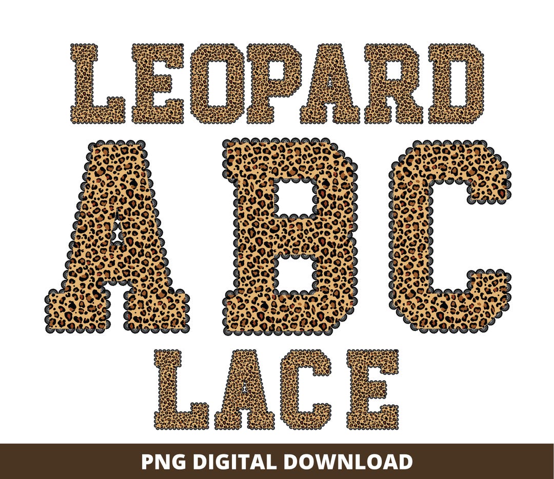 Leopard Lace Varsity Alphabet PNG, Animal Print Letter Set ...