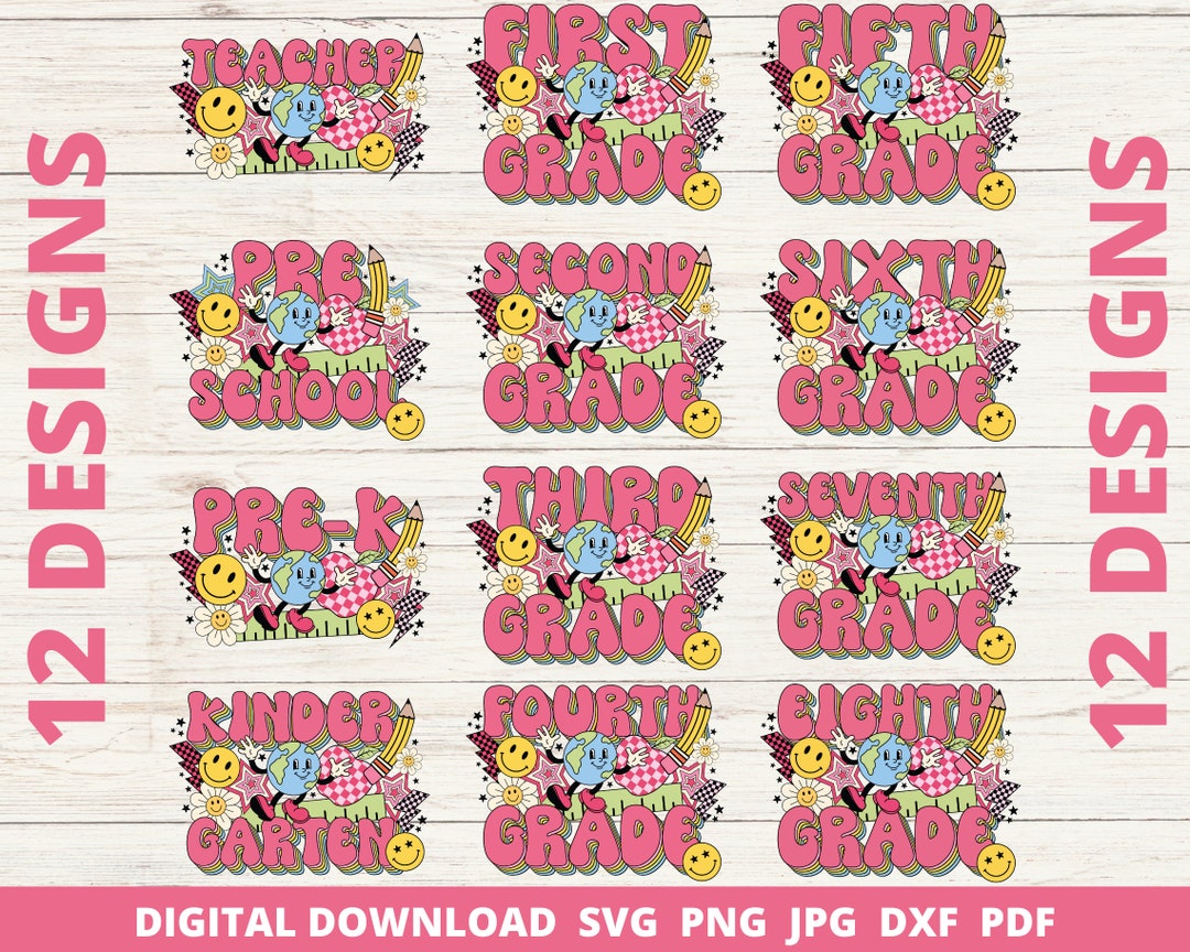 Groovy Back to School Bundle PNG, Retro Teacher Design, Sublimation ...