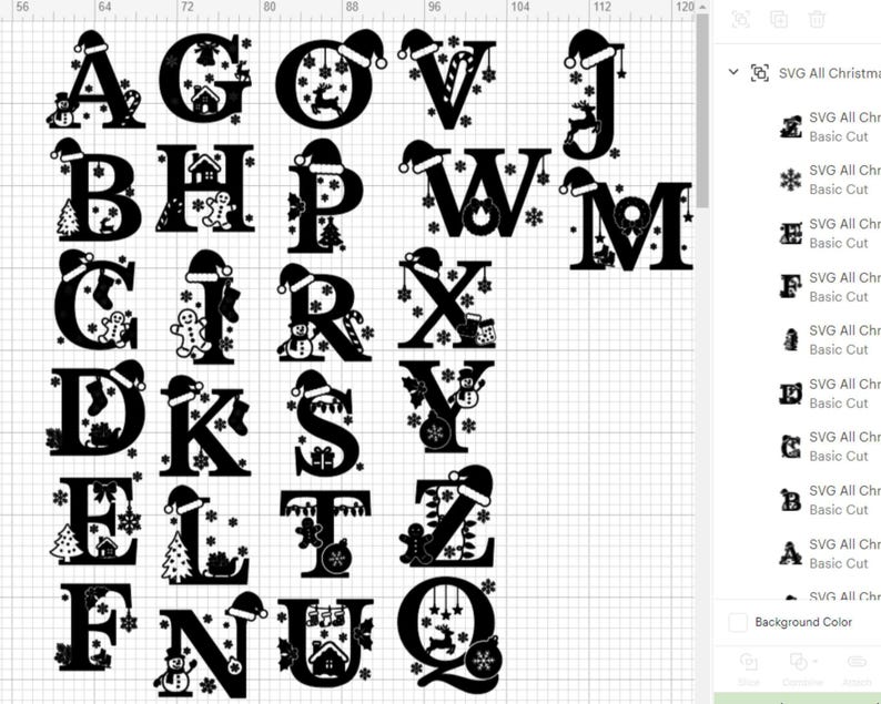Christmas Monogram Alphabet SVG, Holiday A-Z Alphabet Cricut Silhouette ...