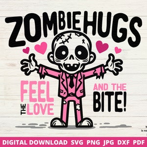 Valentine Zombie Hugs SVG, Funny Kids Shirt Clipart (digital Download ...