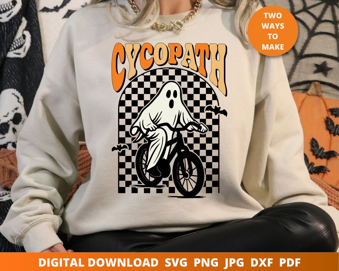 Cycopath Halloween Ghost Riding Bike Svg, Cycopath Shirt, Halloween Png ...