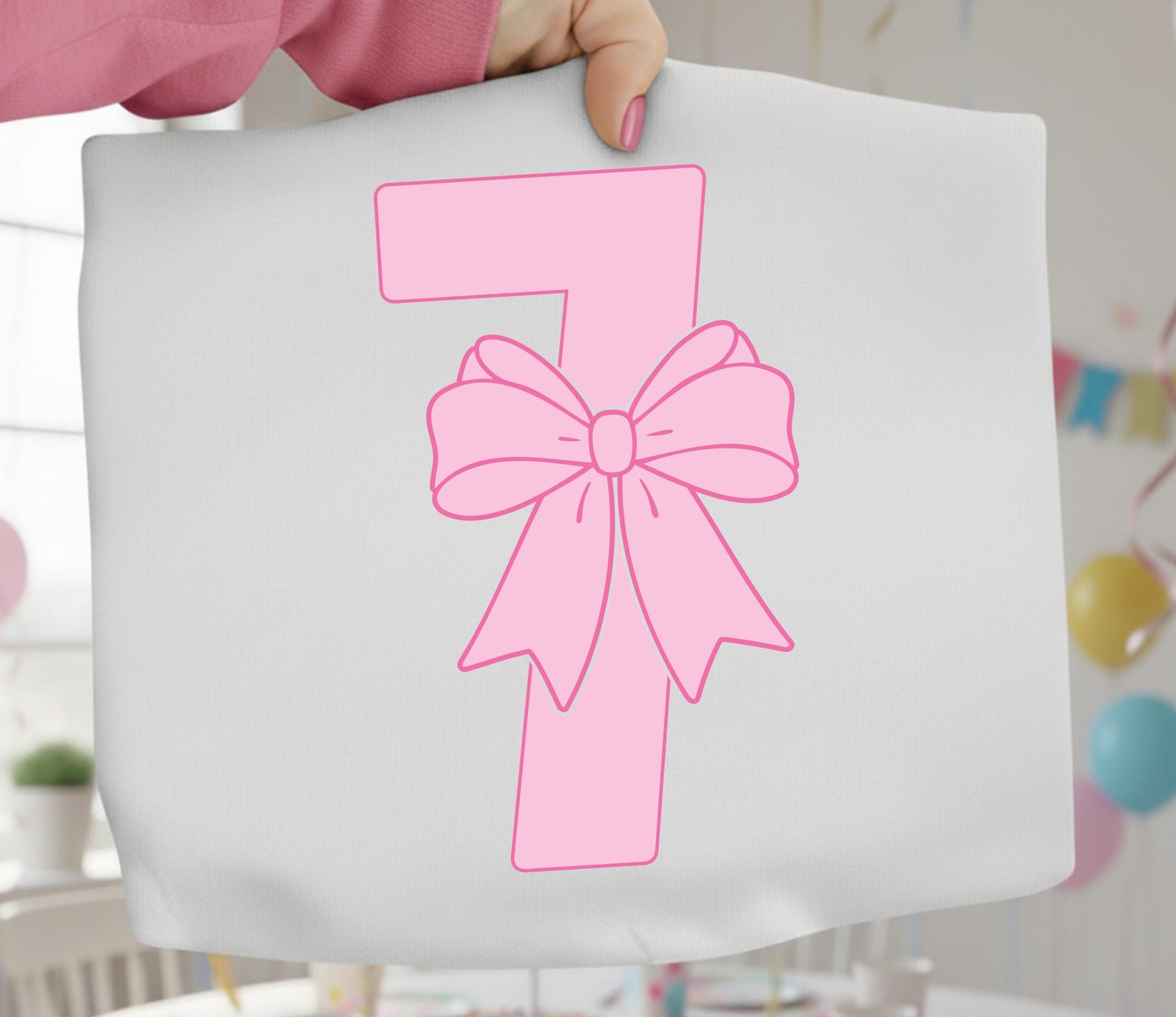 Coquette 7th Birthday Shirt Design, Pink Bow Number PNG SVG (digital ...