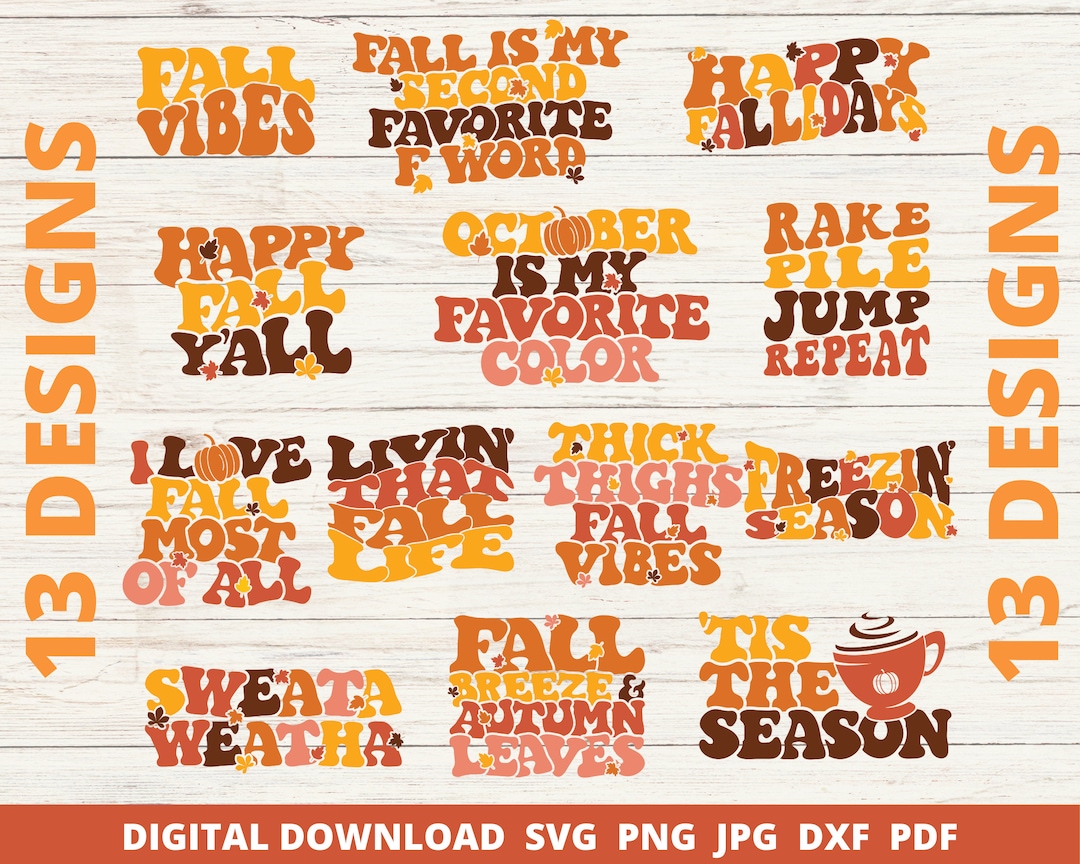 Fall Svg Bundle, Retro Fall Svg, Happy Fall Svg, Hello Fall Svg ...
