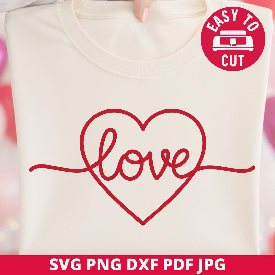 Love Heart Script SVG Cut File, Valentine Design (digital Download) - Etsy