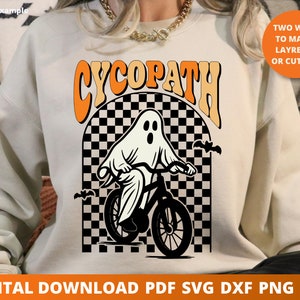 Cycopath Halloween Ghost Riding Bike Svg Cycopath Shirt - Etsy