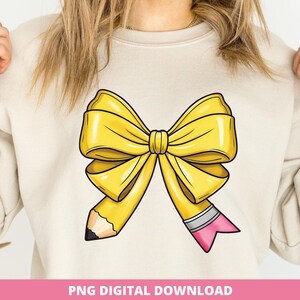 Coquette Teacher Png, Coquette Pencil Bow, Pencil Bow Png, Teacher Gift ...