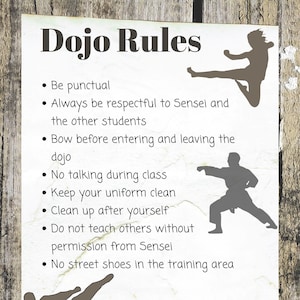 Dojo Rules Printable Digital Poster for Karate / Martial Arts Schools ...