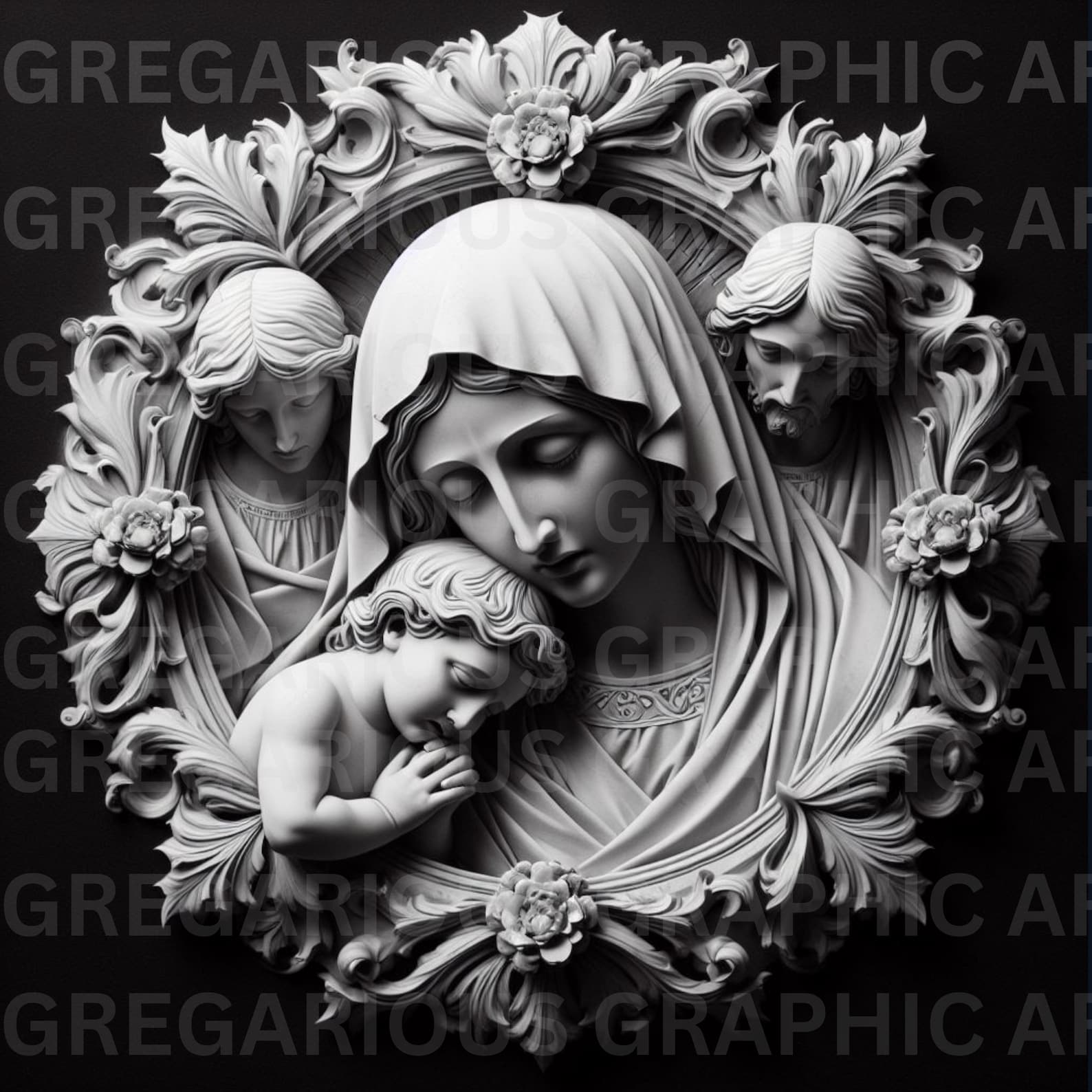 Mother Mary and Jesus, Laser PNG Engraving, Digital 3d Engraving File ...