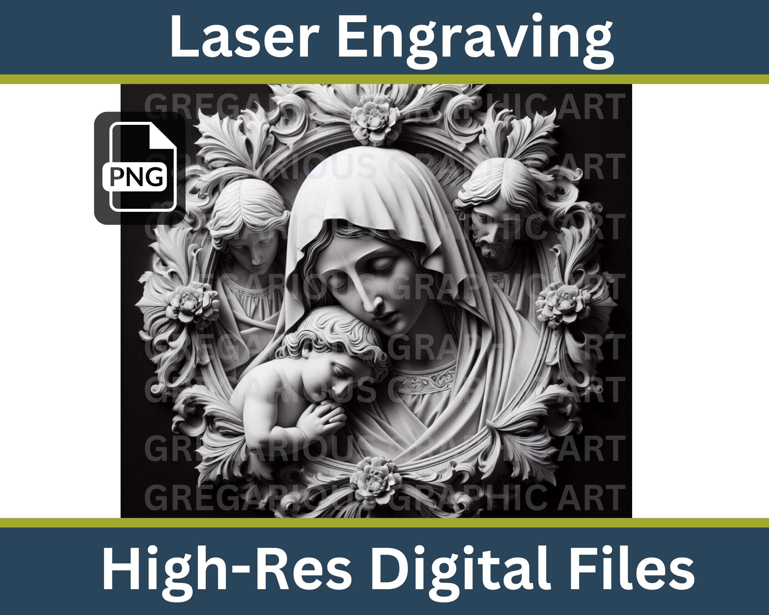 Mother Mary and Jesus, Laser PNG Engraving, Digital 3d Engraving File ...