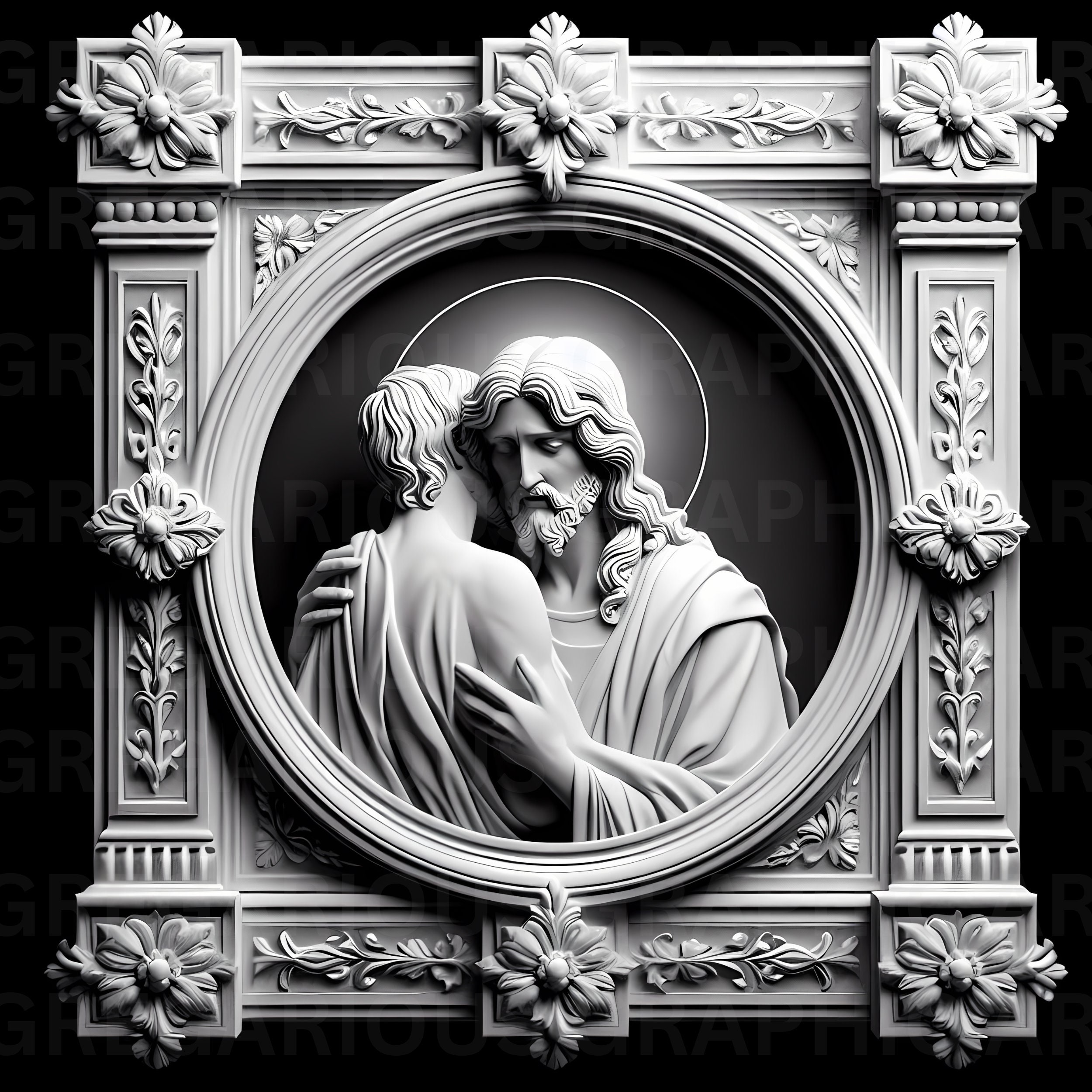 Jesus and His Believer, Laser PNG Engraving, Digital 3d Engraving File ...