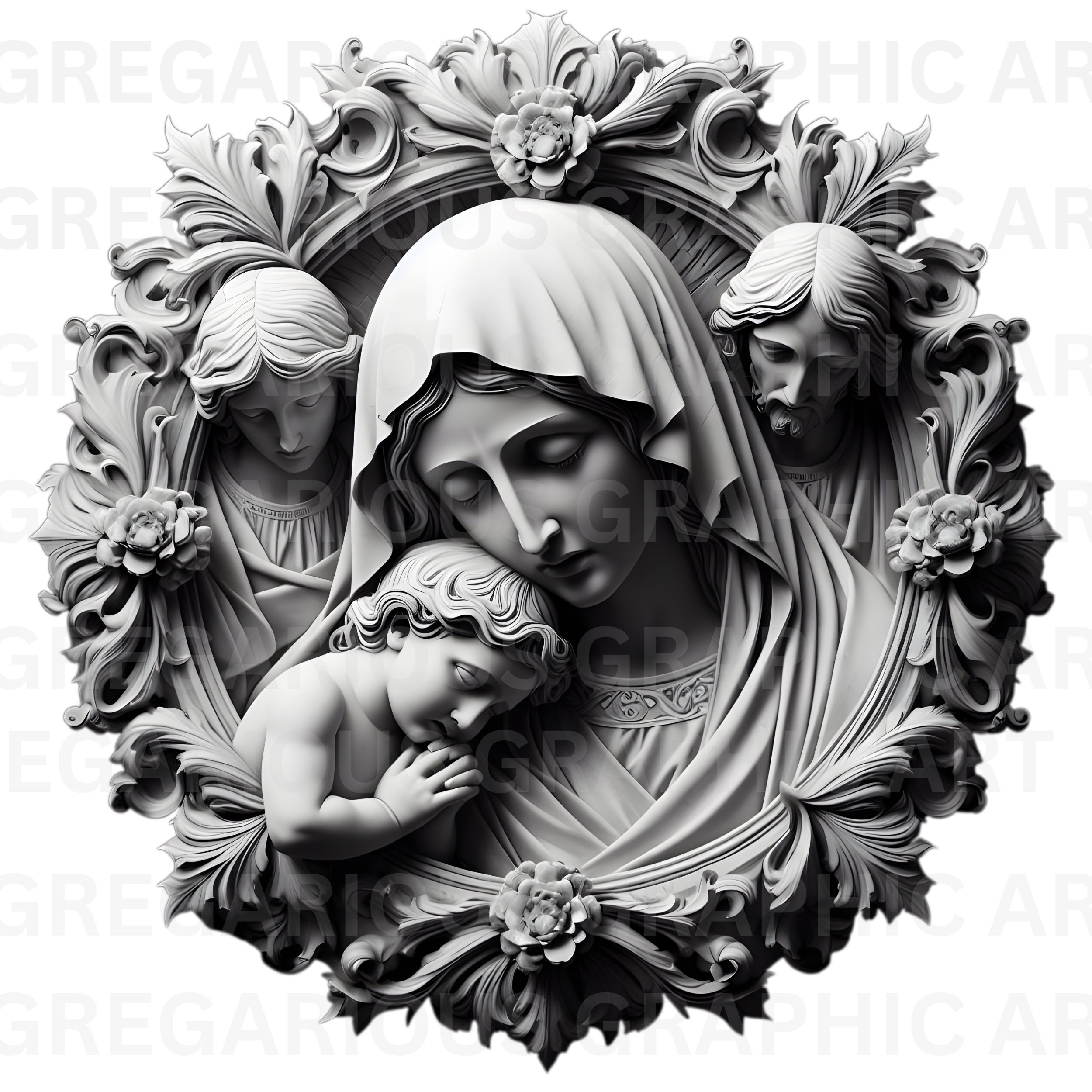 Mother Mary and Jesus, Laser PNG Engraving, Digital 3d Engraving File ...