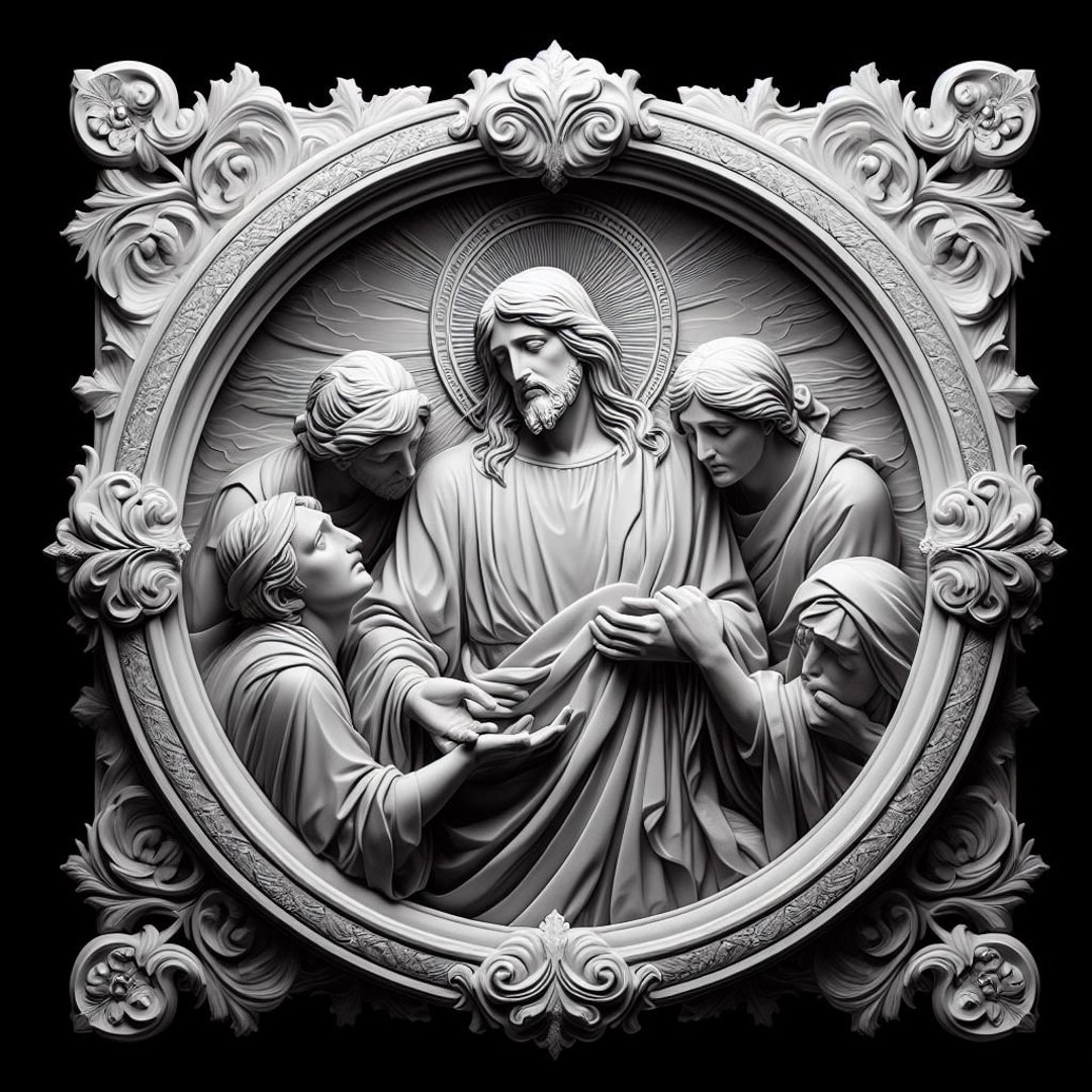 Jesus With Lepers Laser Cut File, Laser PNG Engraving, Digital 3d ...