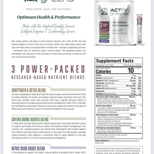 Activ Greens ‘a-one’ Daily Nutrition. - Etsy