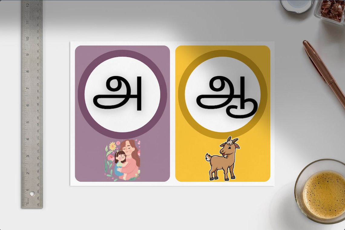 Tamil Alphabets Flash Card Digital Print, Tamil Alphabets, Tamil ...