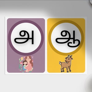 Tamil Alphabets Flash Card Digital Print, Tamil Alphabets, Tamil ...