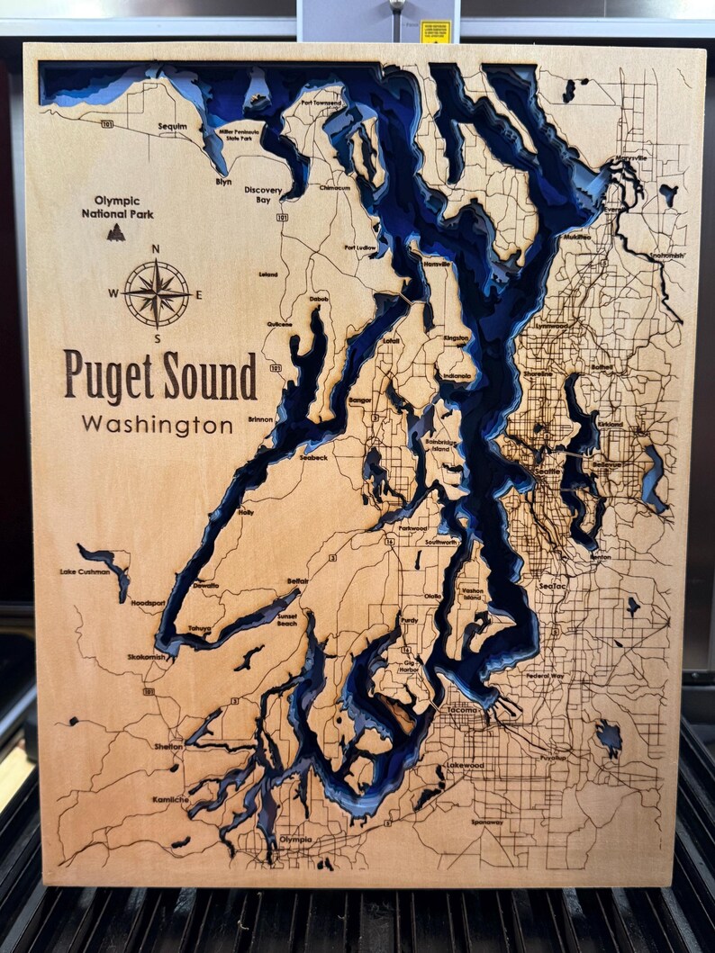 Puget Sound 3D Bathymetric Map - Etsy