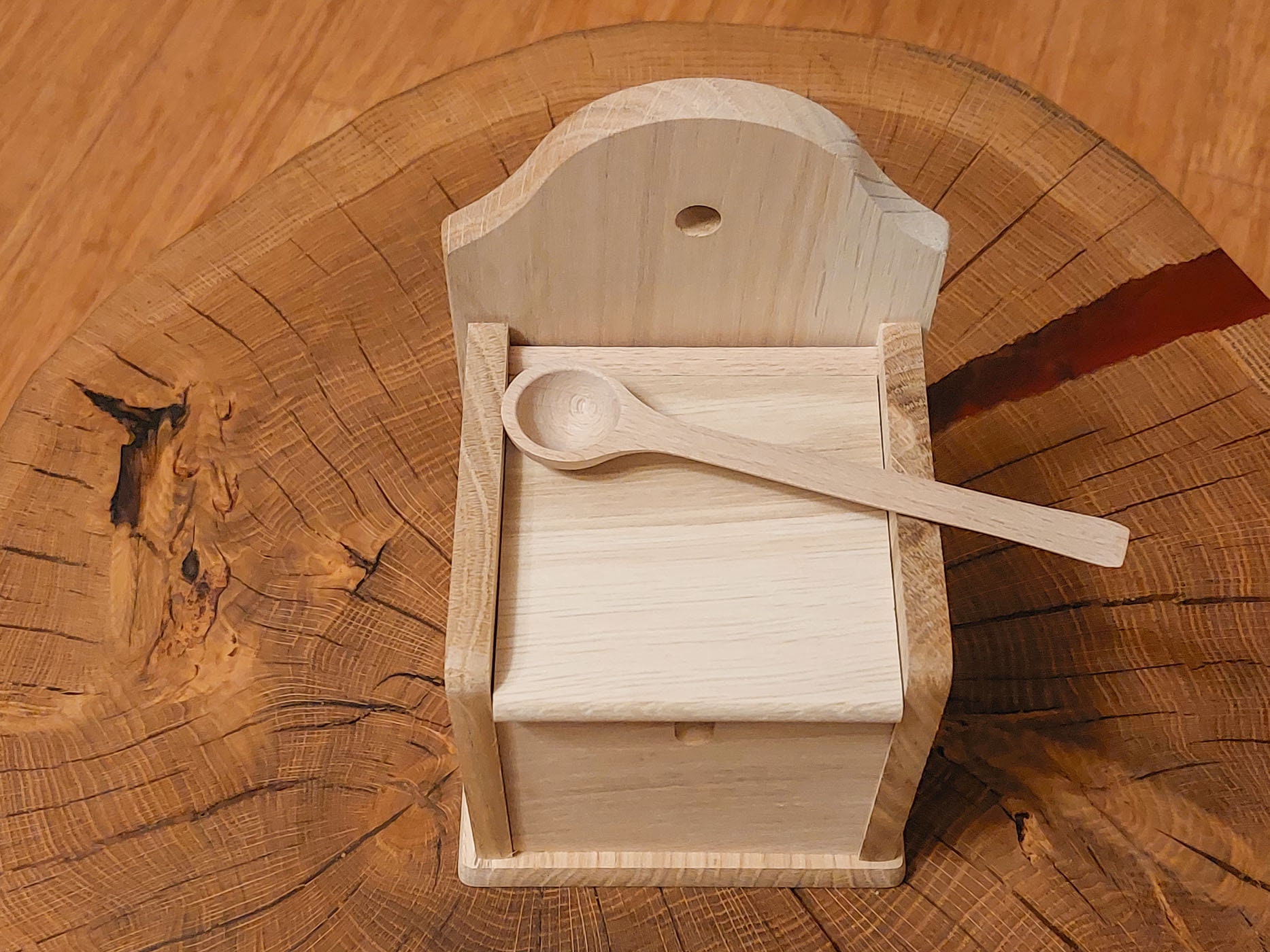 Wooden Salt Box With Lid, Wall Mounted, Wooden Wall Decor, Salt ...