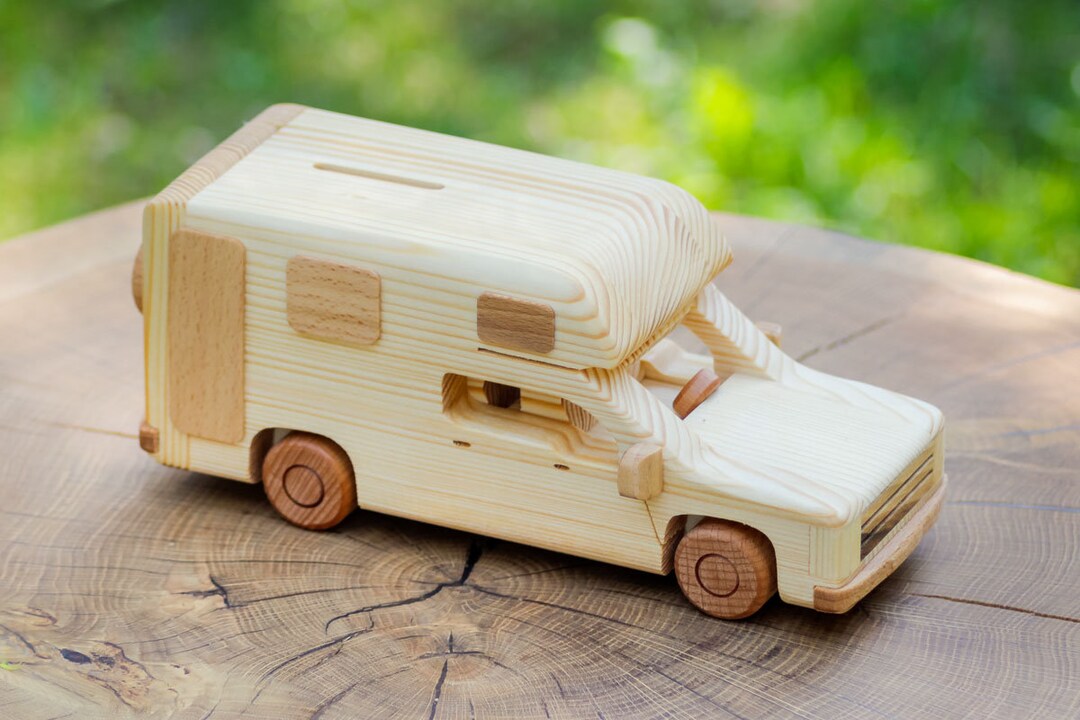 A Camping Car Model Made of Wood - Piggy Bank, Motorhome - Etsy