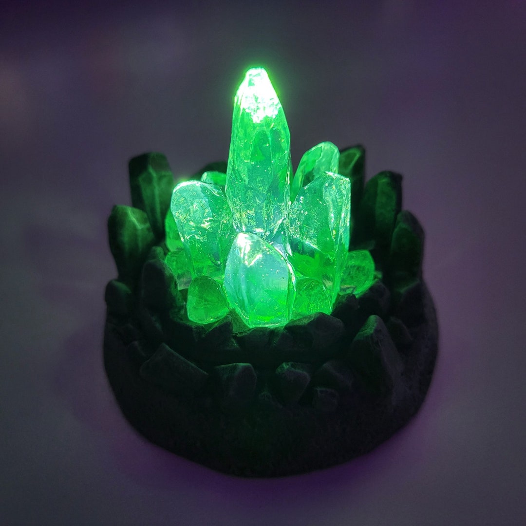 Glowing Light Green Crystal Cluster with LED Light Discounted - Etsy