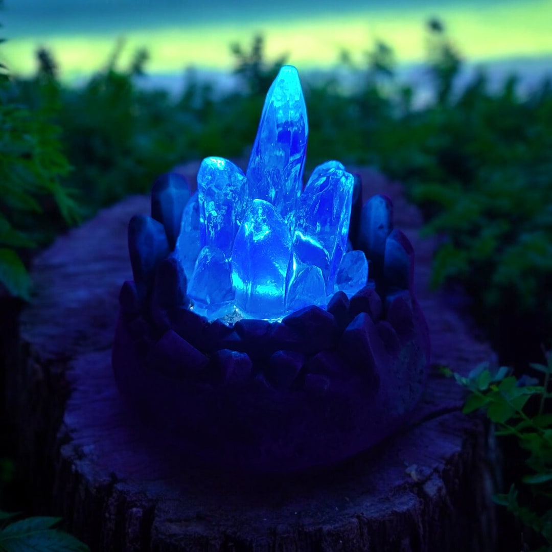 Glowing Teal Blue Crystal Cluster (with LED Light) - Etsy