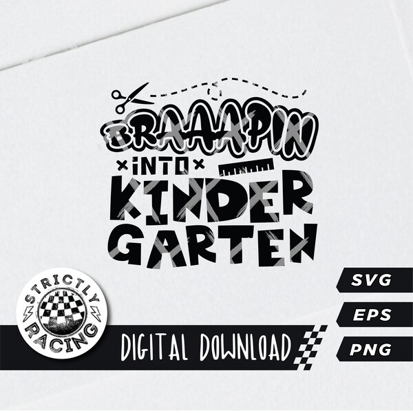Racing Into Kindergarten Svg Etsy