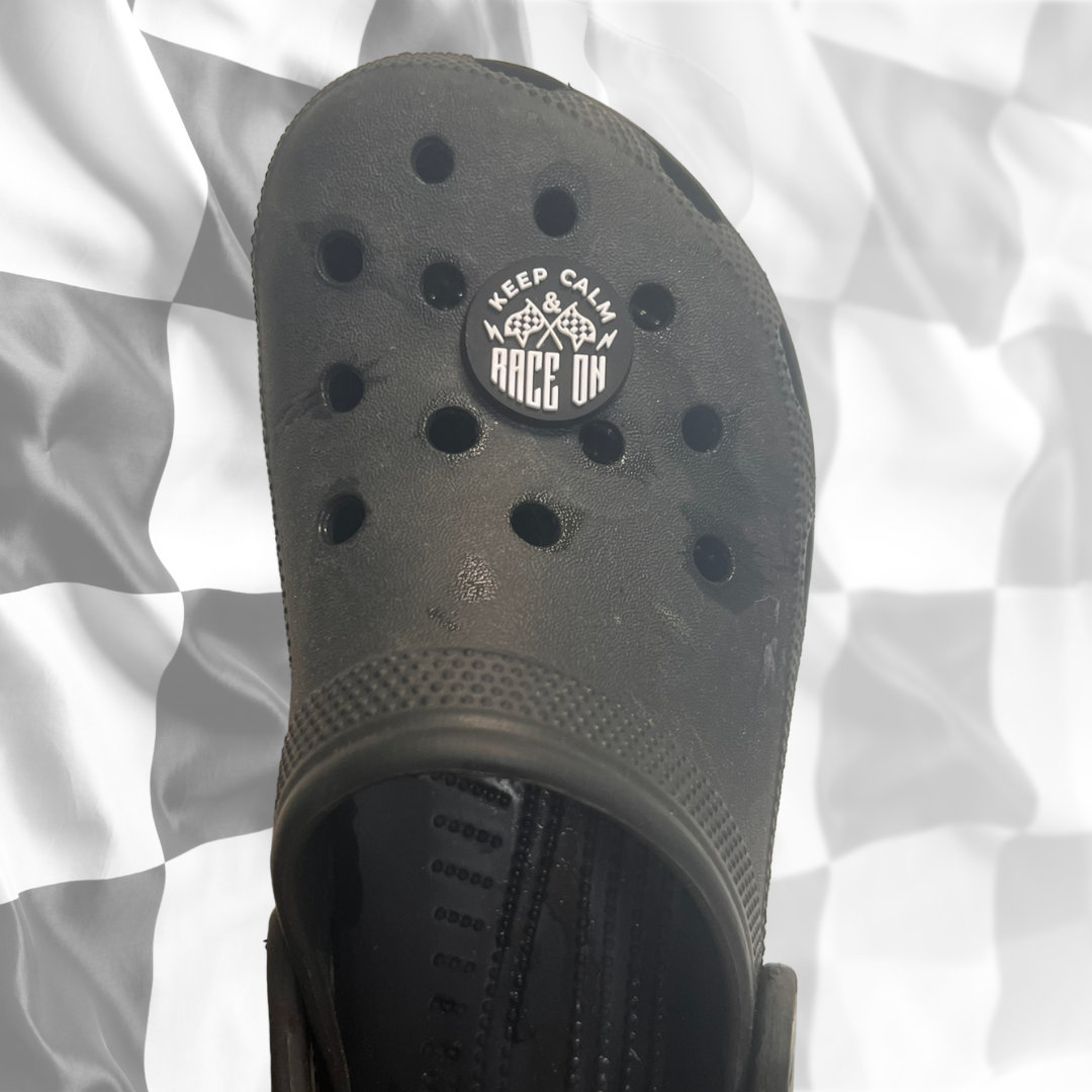 Keep Calm and Race on Croc Charm Ready to Ship - Etsy