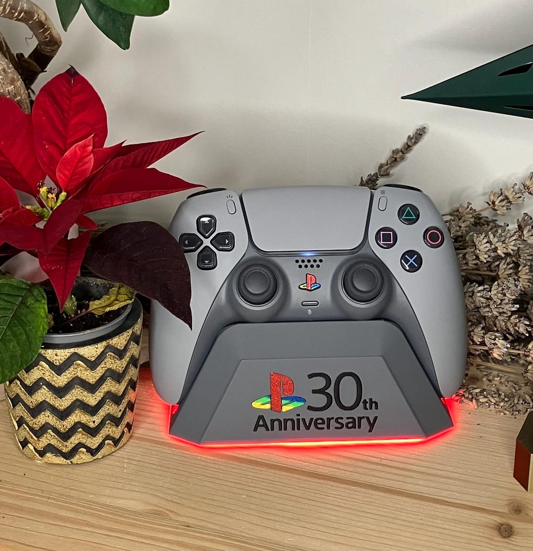 PS5 Controller Stand 30th Anniversary Playstation - Customizable Gray With or Without LED ...