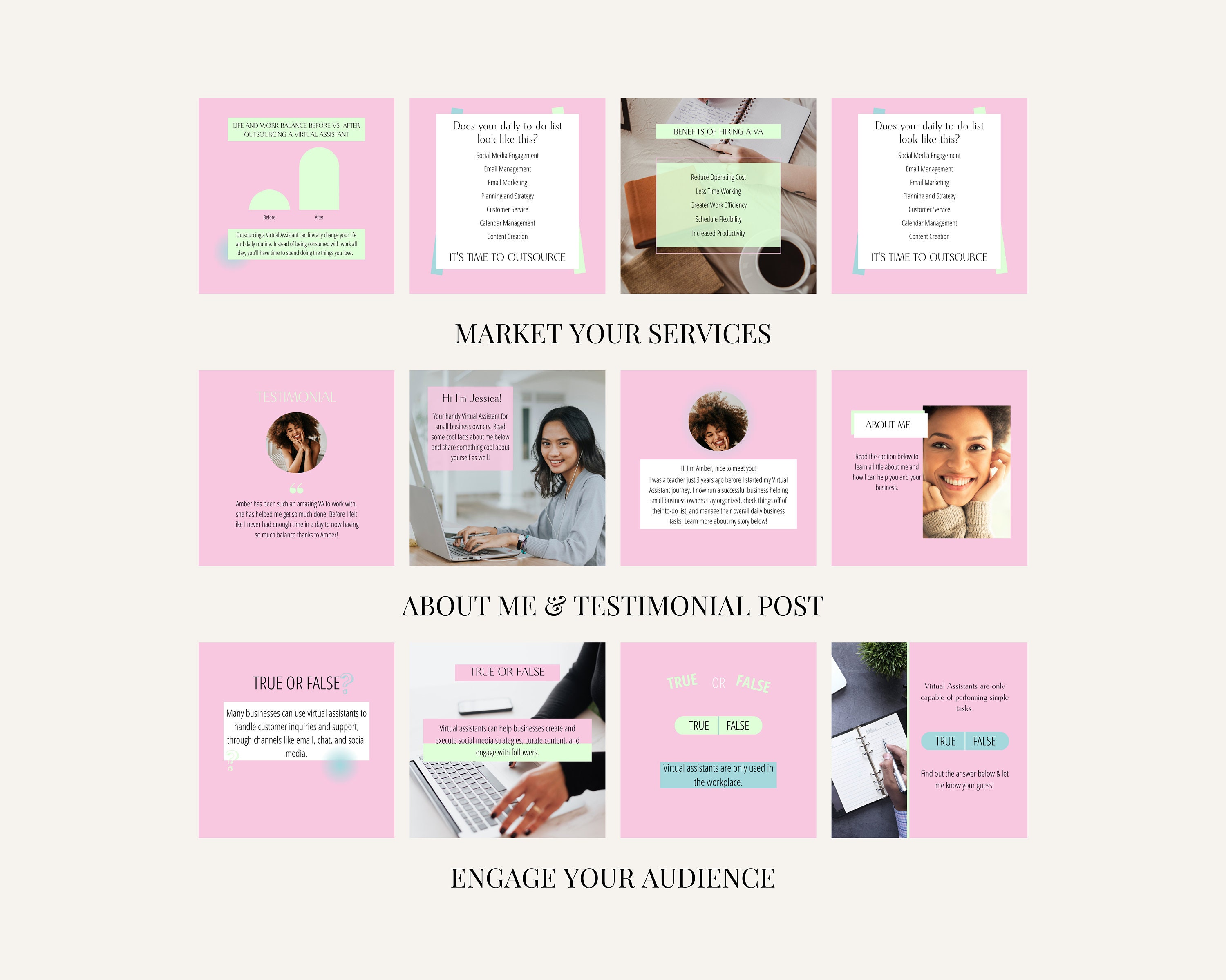 Virtual Assistant Instagram Templates Instagram Template - Etsy