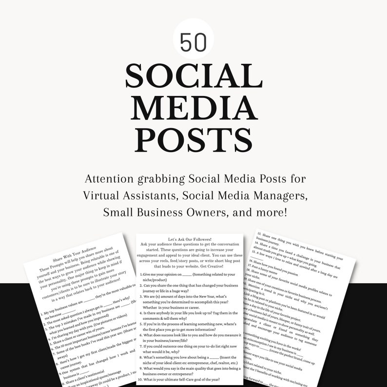 Content Ideas for Virtual Assistants Social Media Post for - Etsy