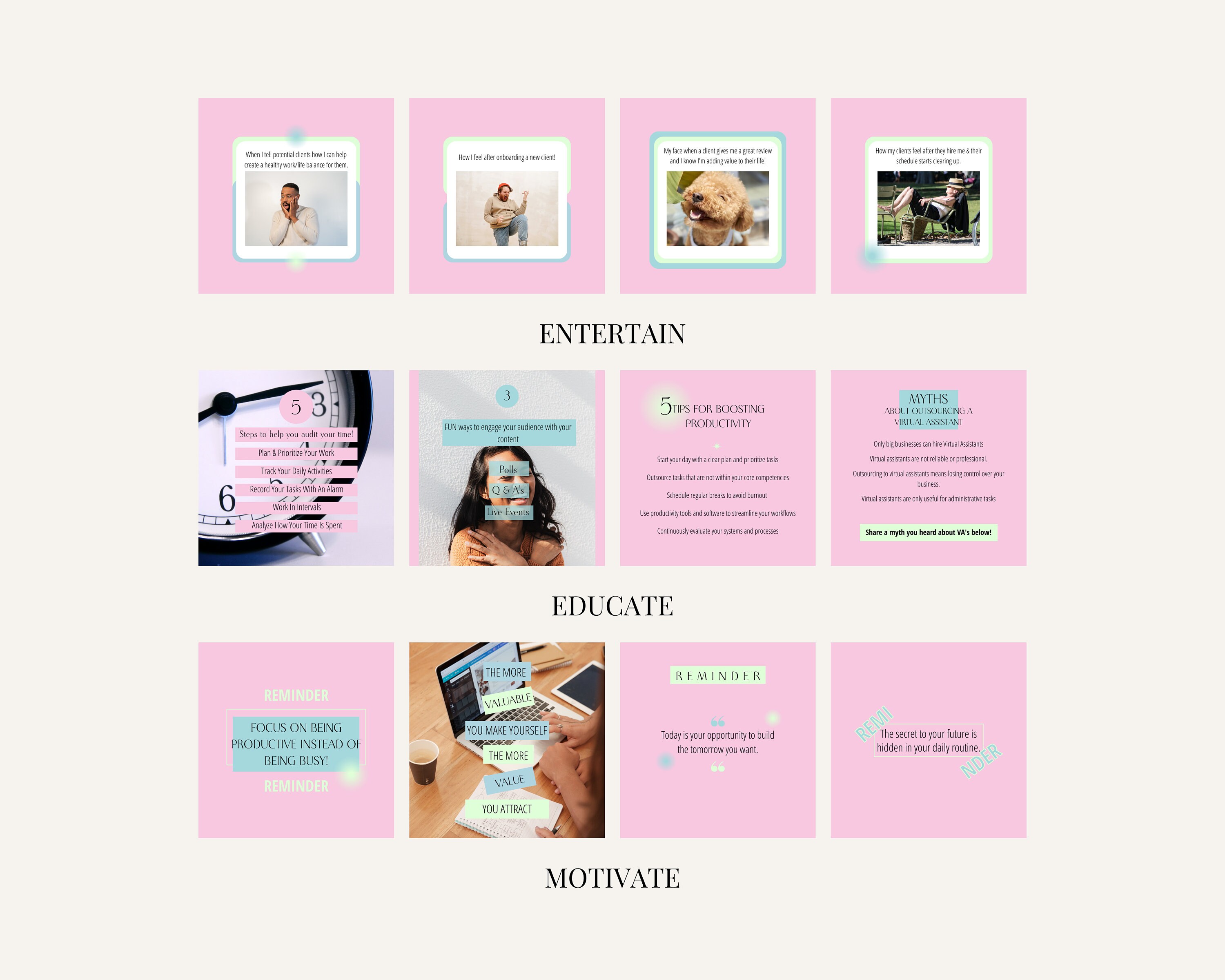 Virtual Assistant Instagram Templates Instagram Template - Etsy