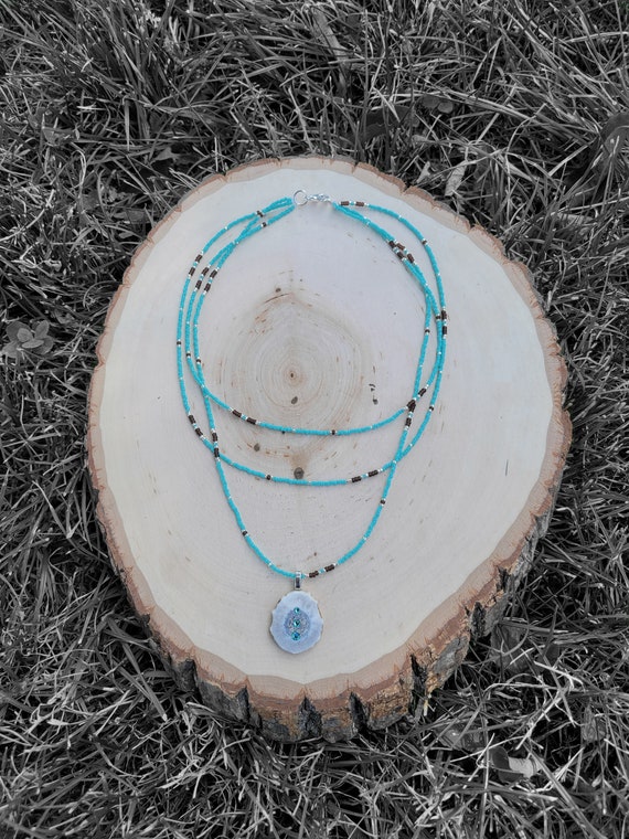 Beaded Layer Elk Antler Necklace - Etsy