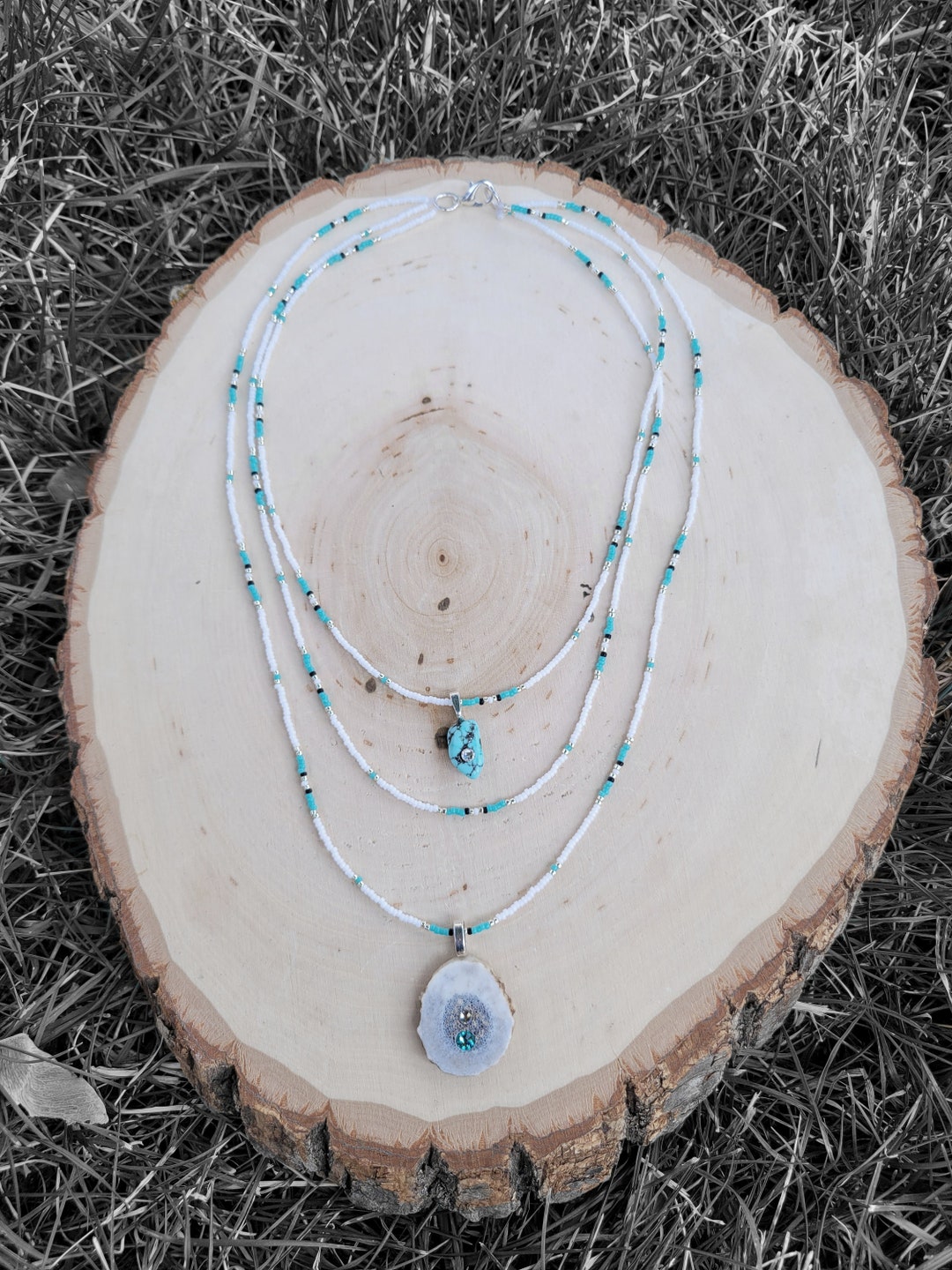 3 Layered Beaded Elk Antler Necklace - Etsy