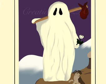 8.5x11 Digital Ghost Art Print Mushroom Spooky Halloween - Etsy