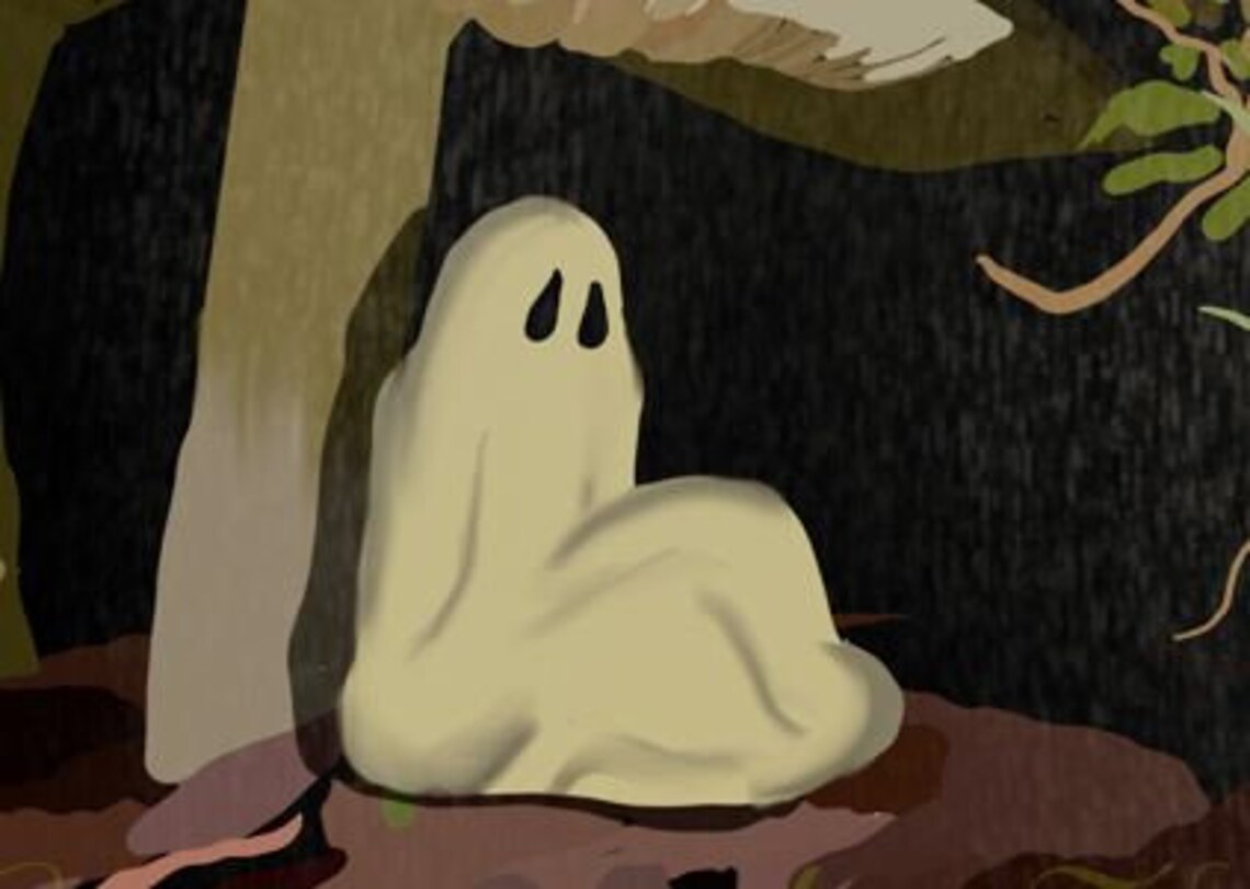 8.5x11 Digital Ghost Art Print Mushroom Spooky Halloween - Etsy