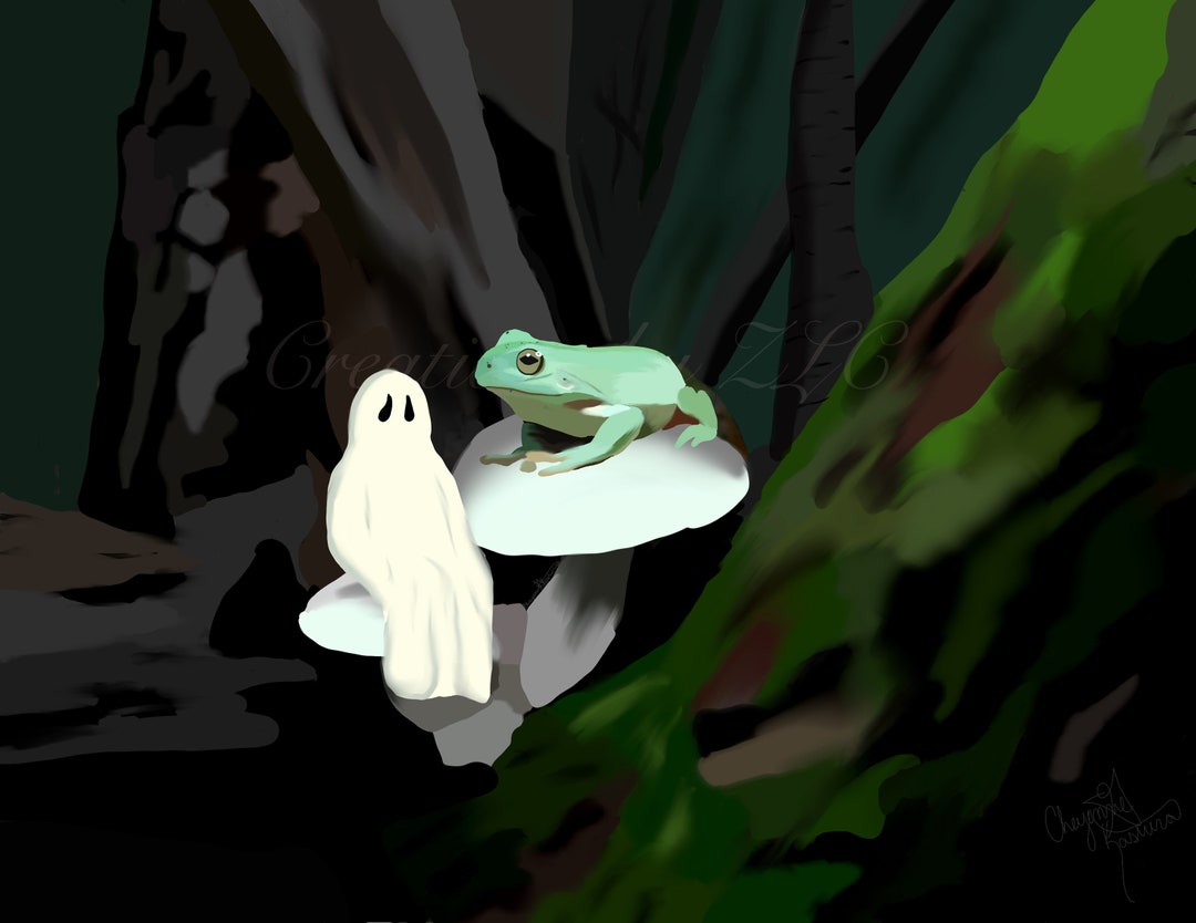 11x8.5 Digital Ghost Art Print Tiny Frog Spooky Halloween - Etsy