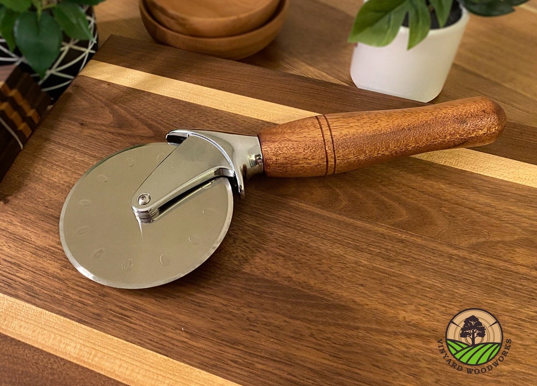 Artisan Pizza Cutter - 4" Stainless Steel Cutter With Wooden Handle - Etsy
